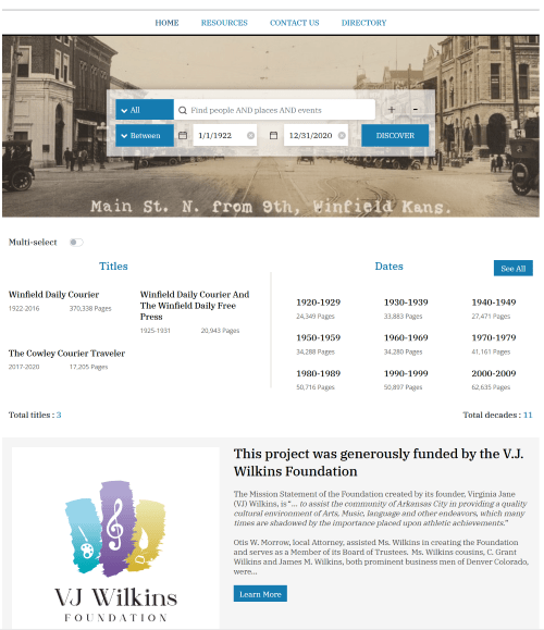 Winfield Area Newspapers Fully Digitized - Winfield Public Library